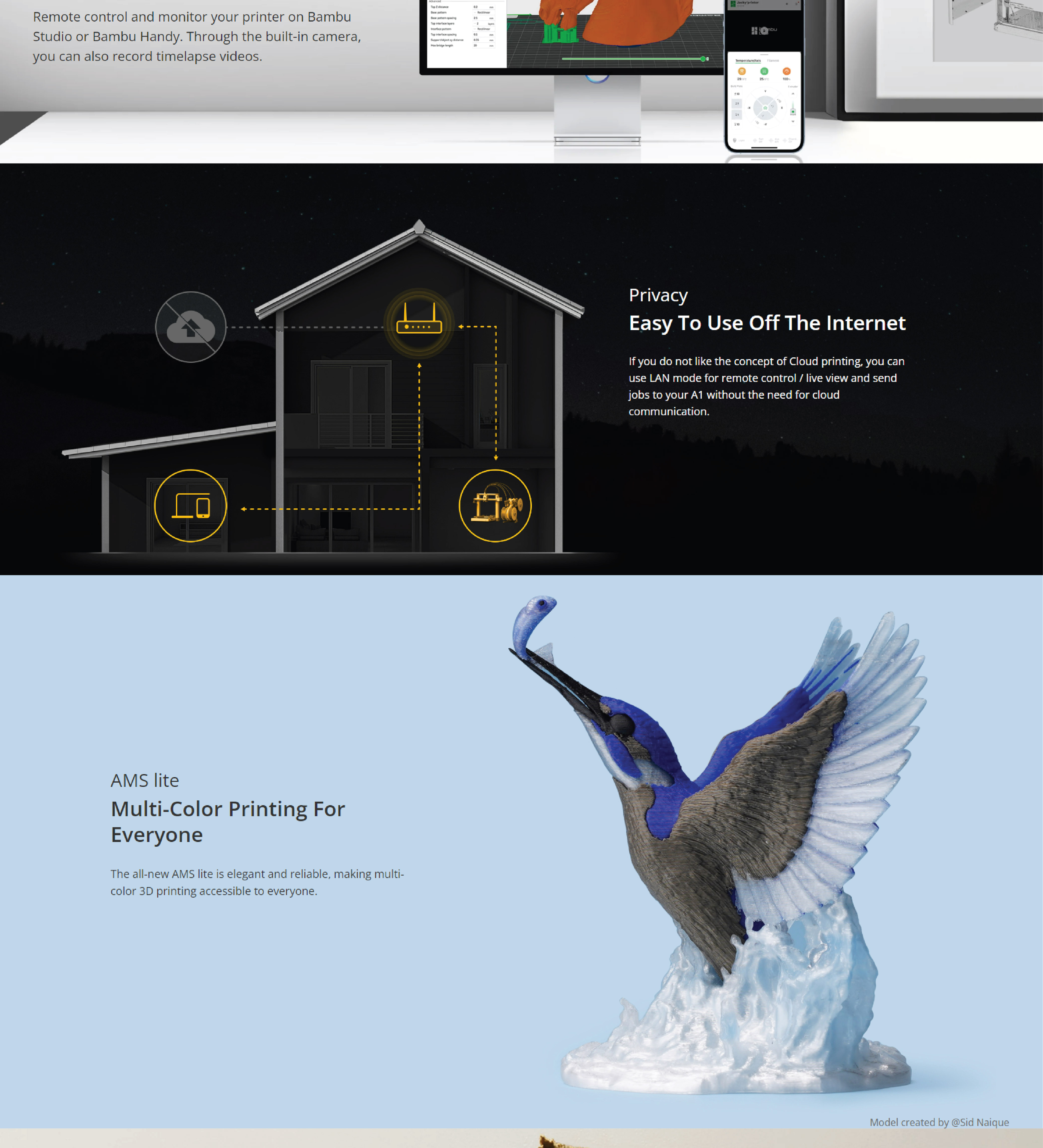 BAMBU LAB A1 / A1 COMBO AMS FDM 3D PRINTER | 3D Gadgets Malaysia